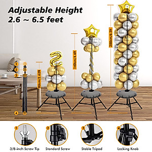 Backdrop Stand, Photo Video Studio 6.5 x10ft Adjustable Support Portable Backdrop Stand Heavy Duty for Photoshoot, Parties, Projector Screen with 2 Water Bag, 6 Backdrop Clips,6 Curtain Ring Clip