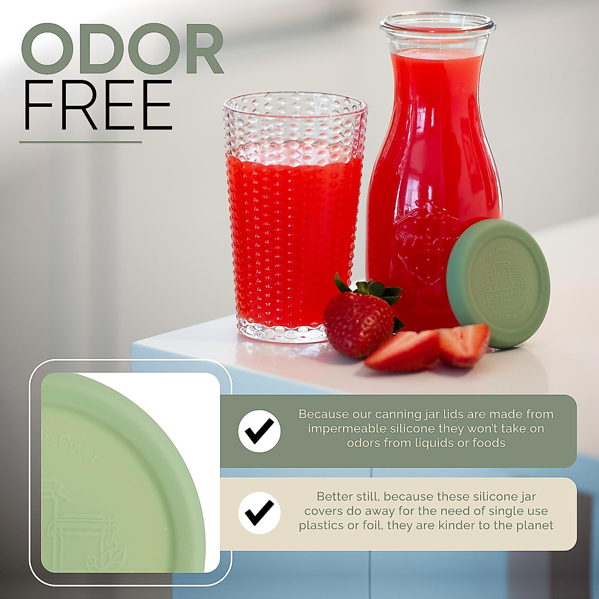 Jartastix 100mm Silicone Lids for WECK Jars - Set of 2 - Weck Jar Silicone Lids for Storage - Fits WECK 738, 739, 740, 741, 742, 743, 744, 745, 776, 748, 974 (Grey, 100mm)