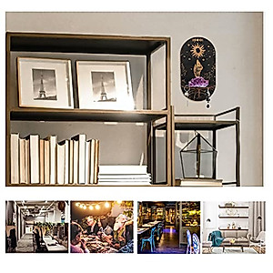 NOLITOY Black Crystal Display Bohemian Wooden Hanging Decoration Stand Crystal Stone Holder Wall Shelf for Crystals Essential Oil (Style1)