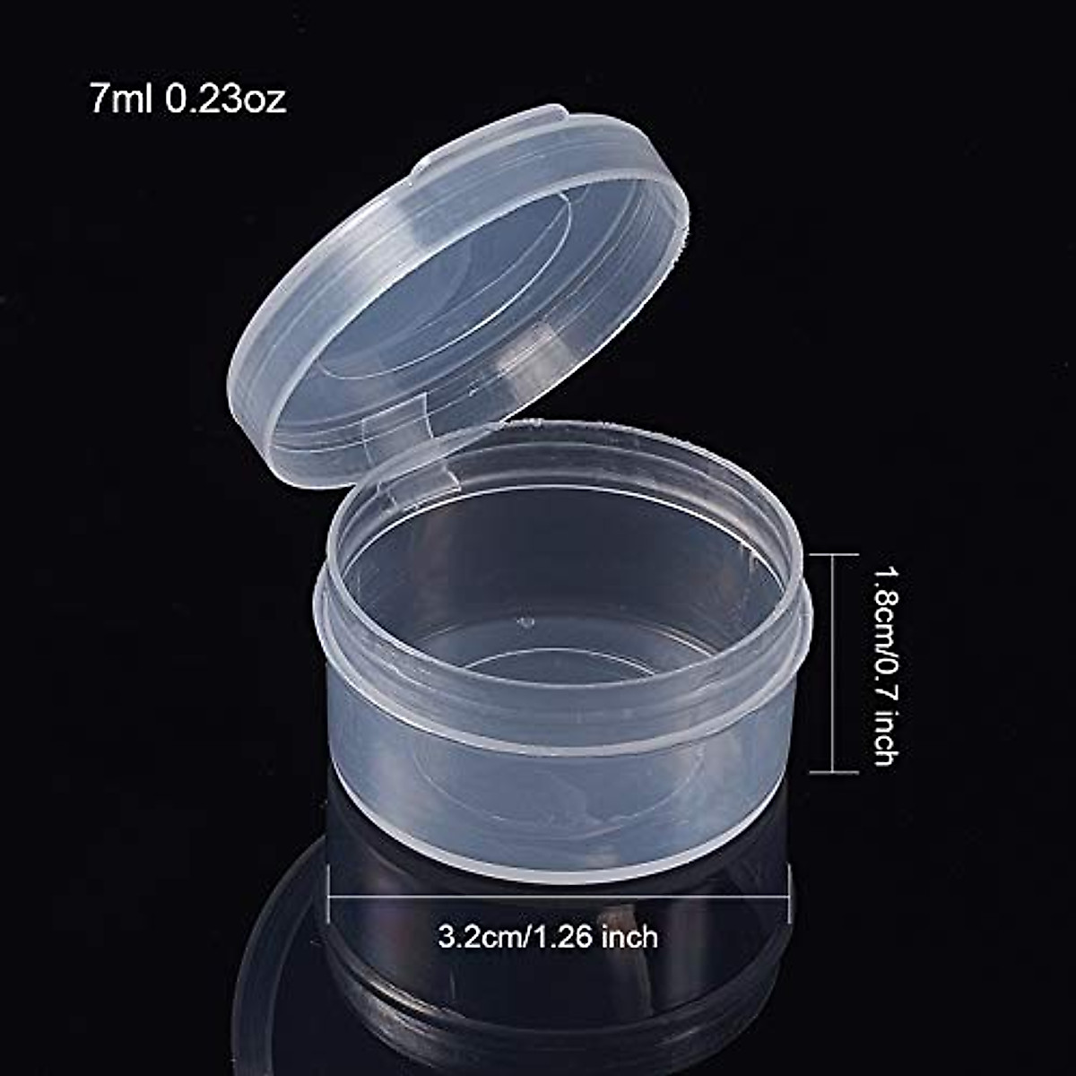 BENECREAT 30 Pack Round Clear Plastic Bead Storage Containers Box Case with Flip-Up Lids for Cosmetic Items, Herbs, Tiny Beads, Jewerlry Findings, and Other Small Items - 1.25x0.7 Inch