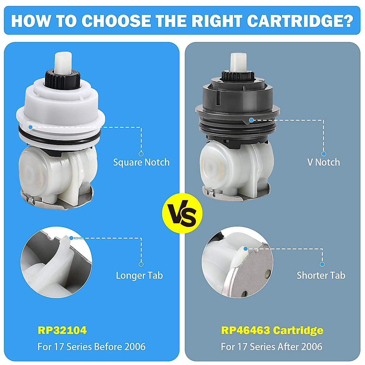 RP32104 Delta Shower Cartridge Replacement for Delta Monitor 17 Series (1998-2005) Dual Function Bath Tub and Shower Faucet Parts Delta Shower Faucet Cartridge Assembly