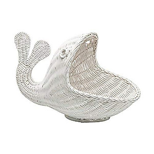 KOUBOO 1060104 Rattan Whale Storage Basket, White