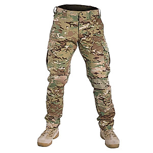 IDOGEAR GL Tactical Pants Multi-camo Combat Pants for Airsoft Military Hunting Paintball Outdoor Sports Slim Fit Style (A:Multi-camo, 32W x 32L)