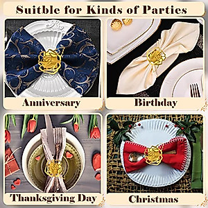 Honitra Rose Napkin Rings, Napkin Rings Set of 100 for Party Decor, Gold Napkin Ring uses Bronzing Process, Reusable Rose Paper Napkin Ring for Wedding, Anniversary, Birthday Table Decor