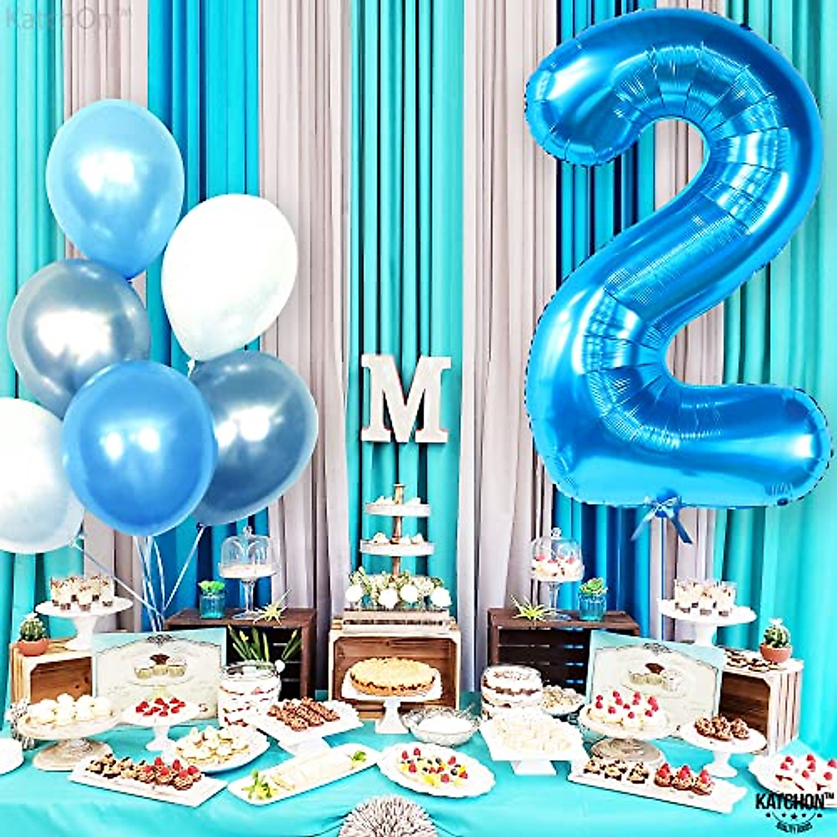 KatchOn, Blue Number 2 Balloon - Huge, 40 Inch | Baby Shark Birthday Decorations 2nd Birthday Boy | Blue 2 Balloon Number, Baby Shark 2nd Birthday Balloons Boy | Two Cool Birthday Party Decorations