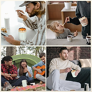 ALXBSONE 20 Oz Insulated Food Jar Stainless Steel Container Thermos with Folding Spoon for Hot or Cold Food, Soups, Oatmeal Milk Bento Box Leak Proof(Light Green)