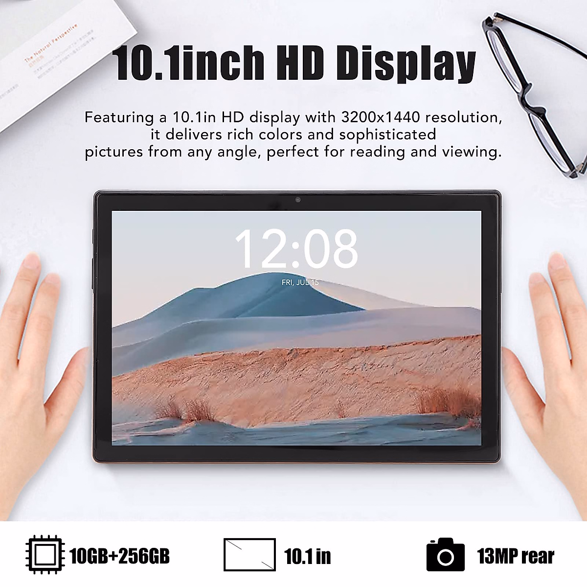 10.1in Tablet for Android11, 4G LTE Dual SIM Card Network Phone Call, 8MP 13MP Dual Camera, 10GB 256GB Tablet PC, 8800mAh Battery, Gifts for Kids (Gold)