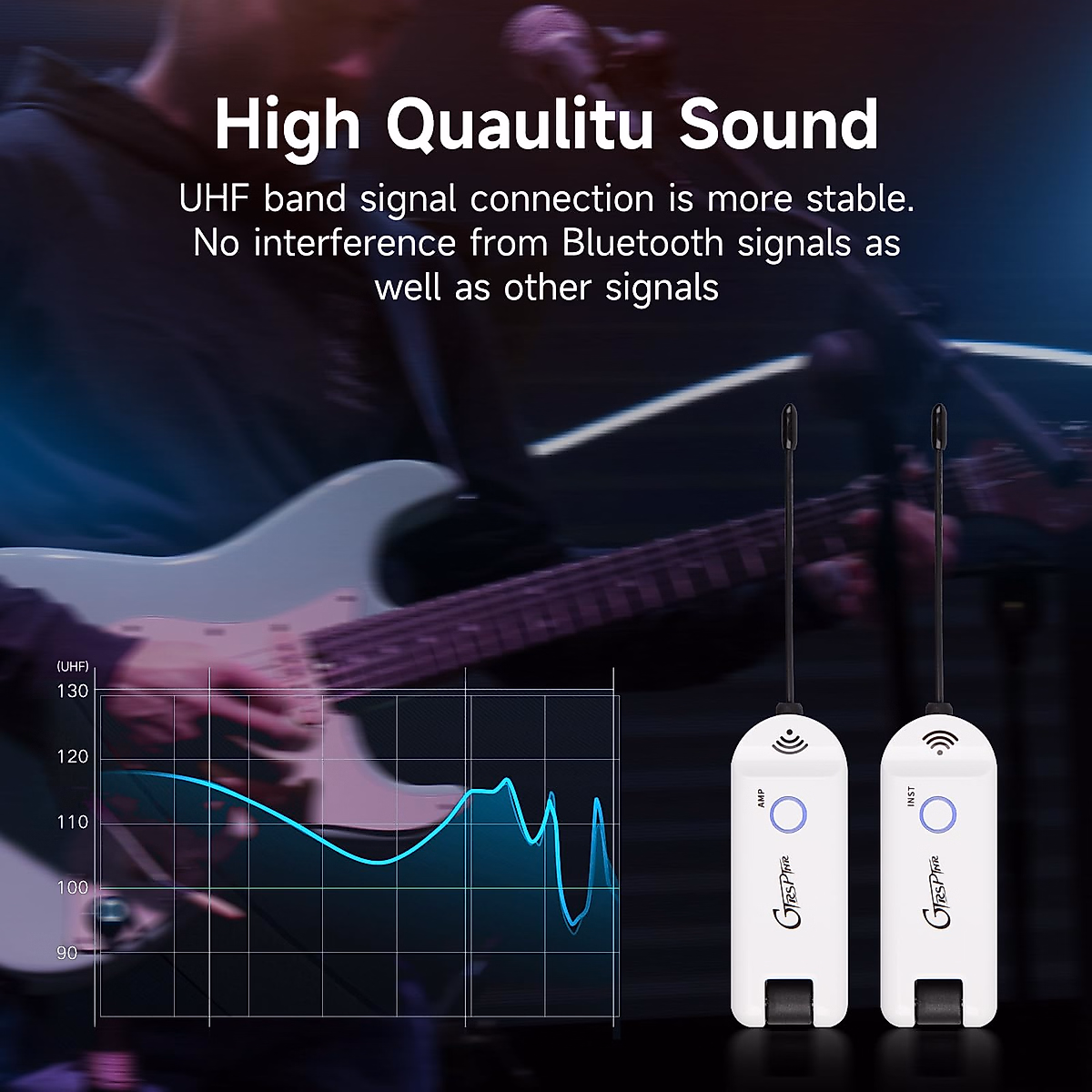 MOOER GWU4 UHF Wireless System Transmiter Reciever, 4 Channels Rechargeble for Electric Guitar Instrument, Bass Guitar, Guitar Amp(White)