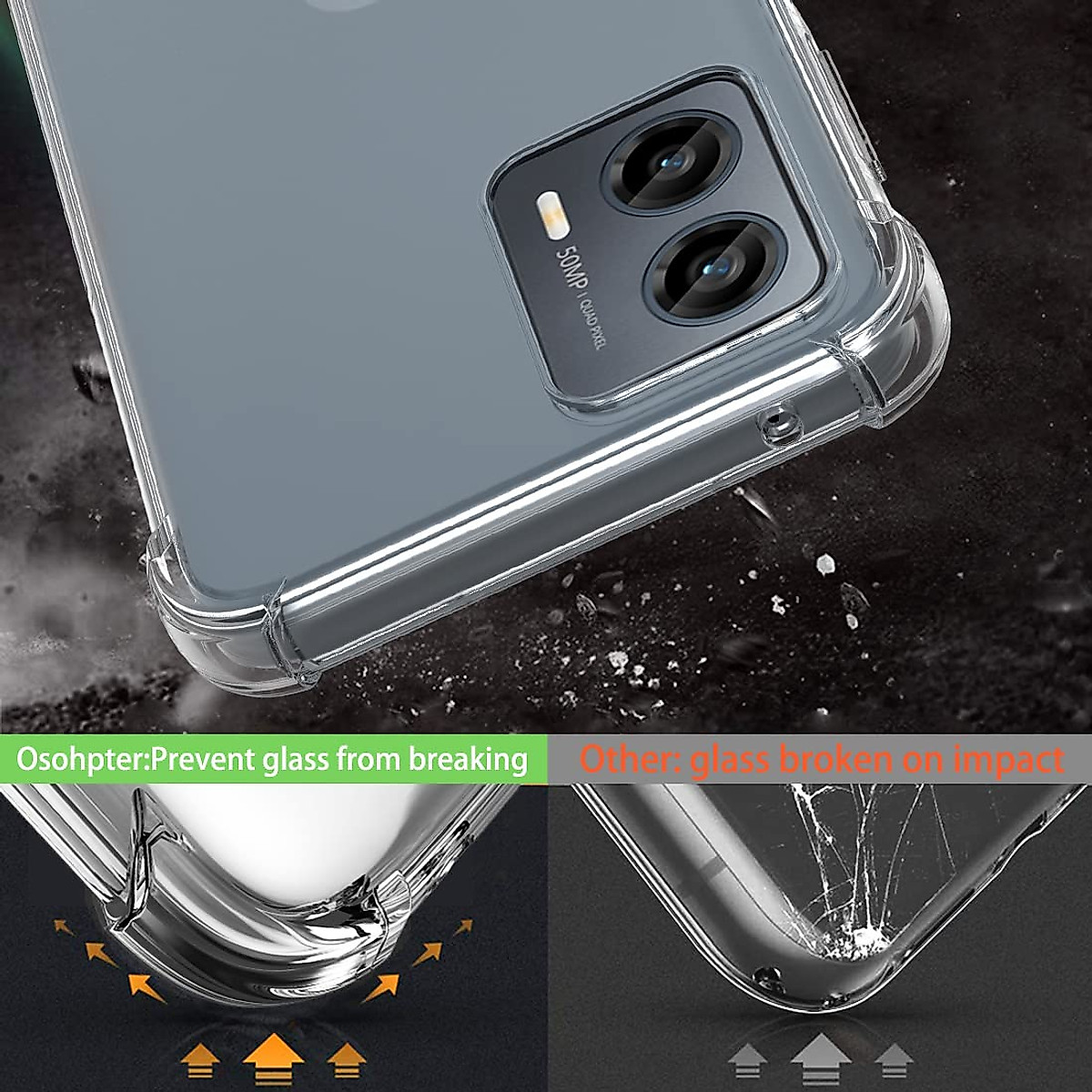 Osophter for Moto G 5G 2023 Case: Clear Girls Women Boys with Screen Protector Reinforced Corners TPU Shock-Absorption Flexible Motorola gG 5G 2023 Phone Cover(Clear)