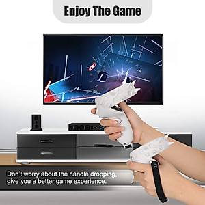 MASiKEN Controller Grips Cover with Face Cover for Meta Oculus Quest 2, Anti-Throw Grips Spike Cover with Adjustable Wrist Strap and Sweatproof Silicone Face Pad, Quest 2 Accessories Kit (White)