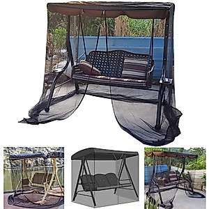 Patio Swing Mosquito Netting, Mosquito Mesh Screen, Outdoor Rectangle with Zipper Opening and roof Waterproof Tent(3 Seater 125x185x205cm)