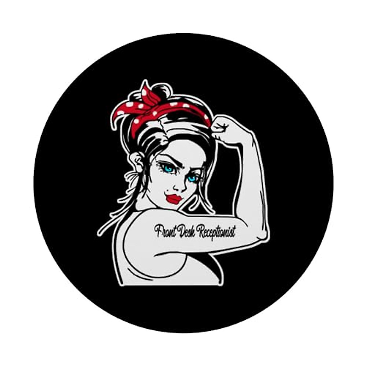 Female Front Desk Receptionist Rosie The Riveter Pin Up Girl PopSockets Adhesive PopGrip