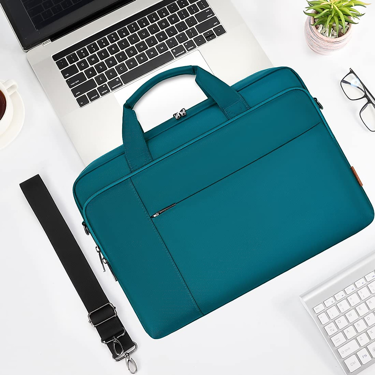 DOMISO 17.3 inch Laptop Bag Business Briefcase Water-resistant Notebook Messenger Shoulder Bag for 17.3" Macbook Pro 17/Dell/MSI GS73VR Stealth Pro/Lenovo IdeaPad/HP Envy,Turquoise