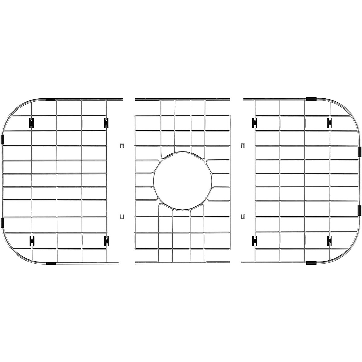 SANNO Sink Protector Grid 26"L X 14"W, Sink Rack Sink Protector Bottom Grid Centered Drain Hole, 304 Stainless Steel for Kitchen Sink Grate