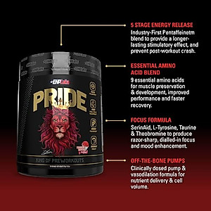 EHP Labs Pride Pre Workout Powder Energy Supplement - Sugar Free Preworkout for Men & Women, Energy Powder Boost Drink with BCAA - 280mg of Caffeine - Strawberry Snowcone (40 Servings)