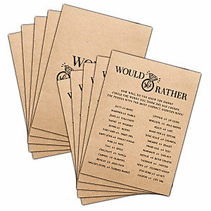 Bridal Shower Game Set - Would She Rather Party Game Cards for Wedding - Kraft Rustic Wedding Party Favor Decor - Unique Engagement/Bachelorette Party Games Supplies & Activities - 30 Game Cards