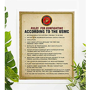 "Rules for Gunfighting According to the USMC"-U.S. Marine Corps Wall Art- 8 x 10" Distressed Patriotic Print-Ready to Frame. Home-Office-Military Decor. Perfect Gift for All Marines! Semper Fi!