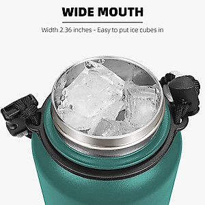 Fanhaw 40 Oz Insulated Stainless Steel Water Bottle with Chug Lid - Leak & Sweat Proof with Anti-Dust Lid (Green Blue)