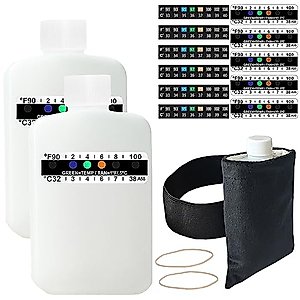 Urine Test Complete Kit Hi-Stretch Hidden Leg Strap and Warm Double Layer Velvet Pouch,11 Adhesive Temperature Test Strips,2 Elastic Rubber Ropes,2 Screw Caps,2 Translucent Empty Bottles at Home