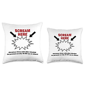 Urban Subsistence Scream Here Gag Gift Couch Funny Decorative Throw Pillow, 16x16, Multicolor