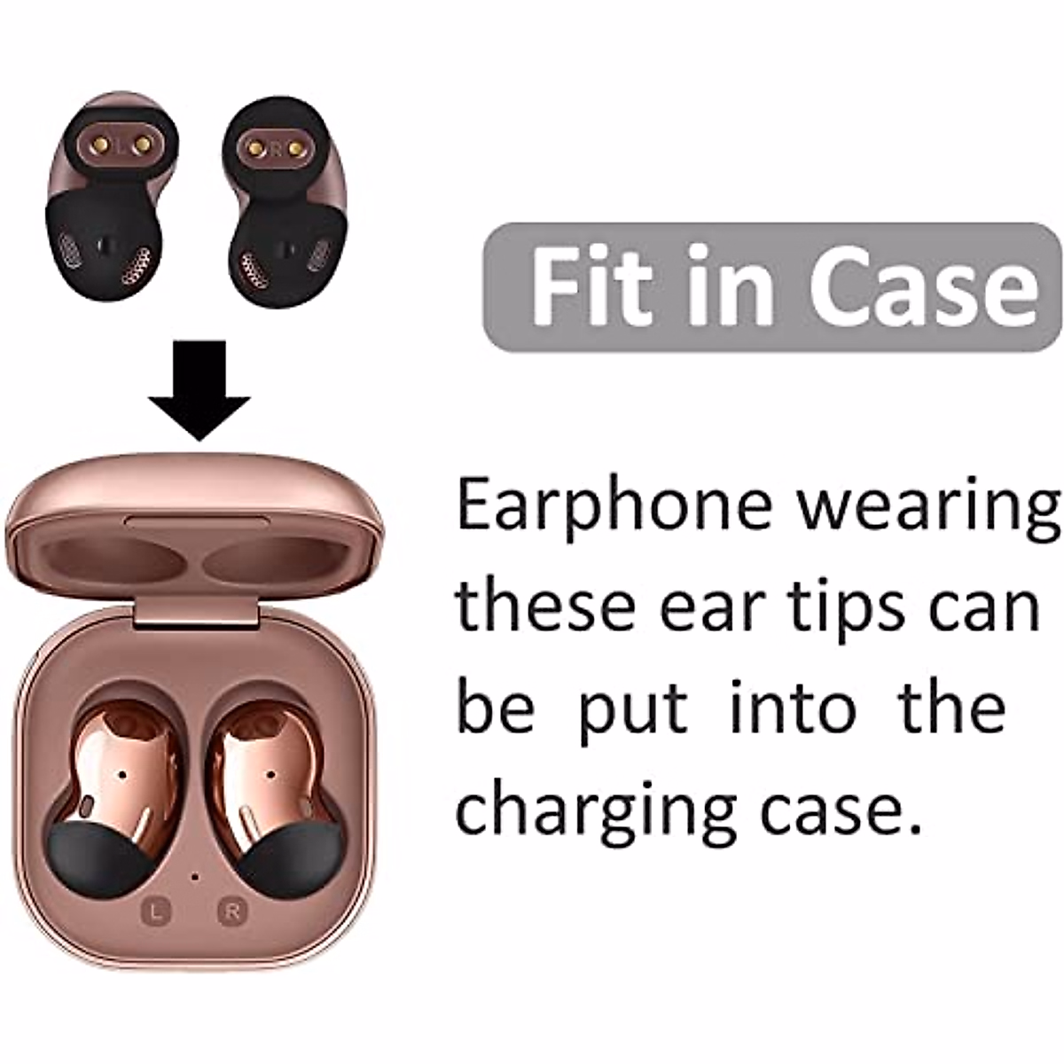 JNSA Galaxy Buds Live Anti-Slip Earbuds Ear Skins Earbud Cover Ear Tips Covers Compatible with Samsung Galaxy Buds Live, Non-Slip Sound Leakproof Earbuds Covers,2 Size 4 Colors 8 Pairs (Live)