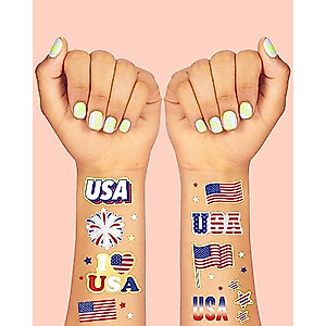 xo, Fetti Fourth of July Decorations Tattoos - 70 styles | Red White and Blue Party Supplies, 4th of July, USA Flag, Memorial Day