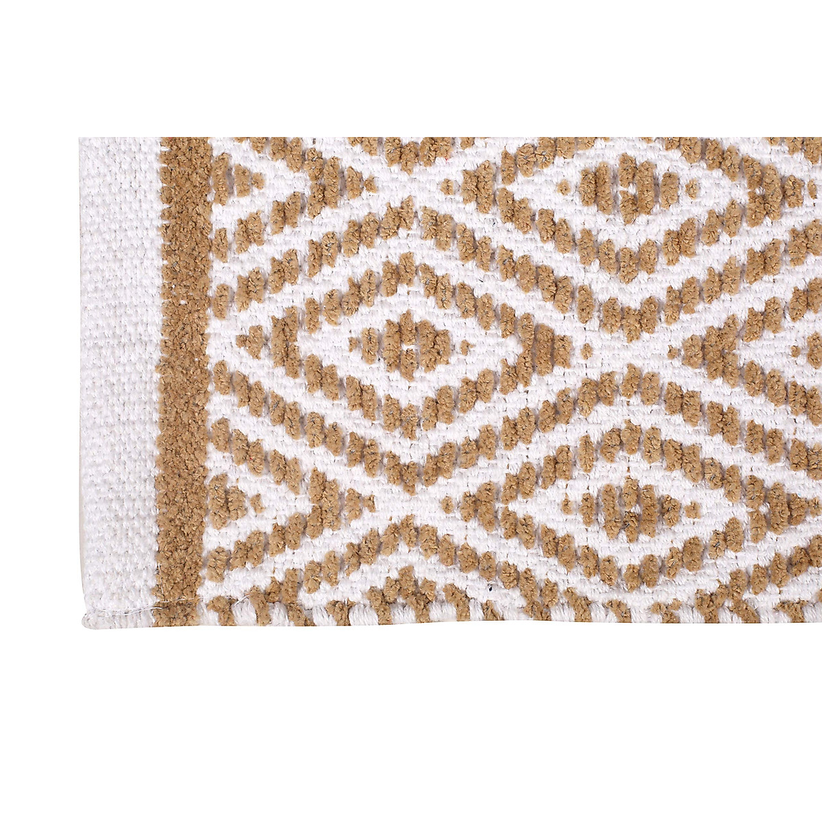 THE BEER VALLEY Cotton Diamond Rug 21x34 Inches - Linen, Reversible Machine Washable Accent Rugs for Bedroom, Kitchen, Entryway, Bathroom