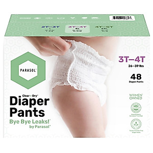 Parasol Clear+Dry Natural Training Diaper Pants, Pure Ingredients, Water Based Ink, Non-Woven Fabric with Dermatest Excellent Seal, Rash Protection, Size 5 (26+ lbs), 48 Count