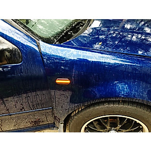 iJDMTOY Smoked Lens Amber Full LED Front Side Marker Light Kit Compatible With Volkswagen MK4 Jetta GTI R32 Beetle etc., Powered by 15-SMD LED, Replace OEM Sidemarker Lamps