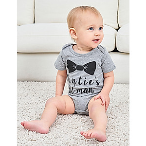 RAISEVERN Baby Clothes 0-3 Months Auntie's Lie Man Newborn Boy Girl Outfit Announcement Sayings Bodysuit Unisex Funny Infant Romper