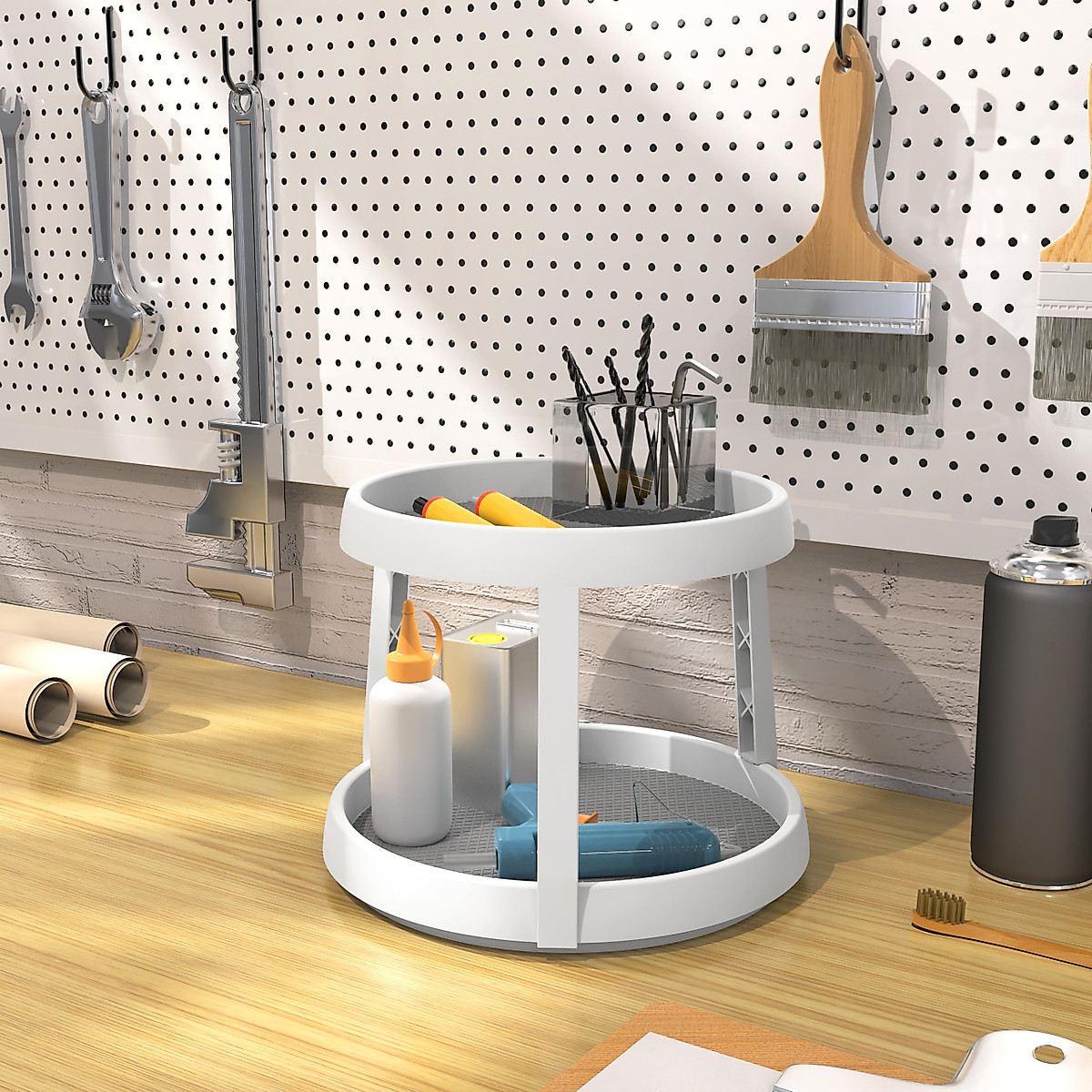 SimpleHouseware 2 Tier Turntable Lazy Susan Spice Organizer