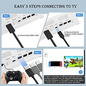 KEKUCULL TV Docking Station for Switch and Switch OLED,Switch Docking Station with 4K/1080P HDMI Adapter and USB 3.0 Port,Replacement for Official Switch Dock(White)