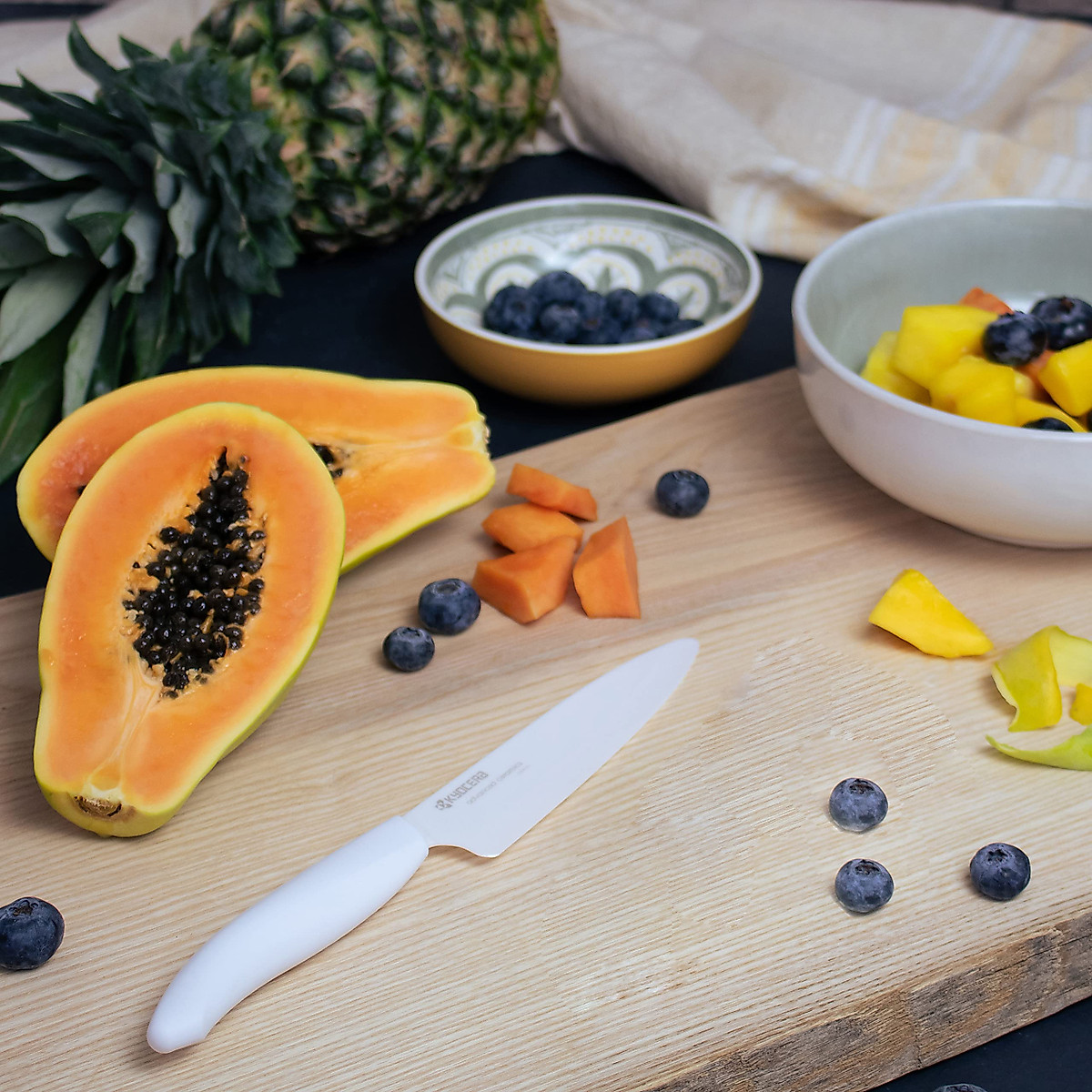 Kyocera Advanced Ceramic Revolution Series 4.5-inch Utility Knife, White Handle, White Blade