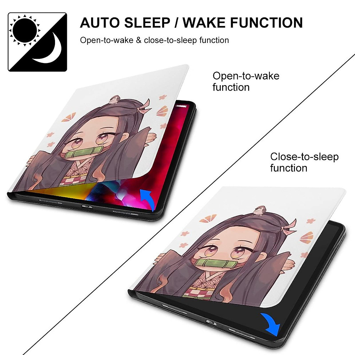 Anime Printing ​Case for iPad Air 5th Generation (2022) / iPad Air 4th (2020) 10.9 Inch with Pencil Holder, Premium Shockproof Imitation Leather Case with Auto Sleep/Wake (A)