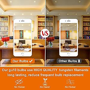 Ivyemons GU10+C 120V 50W Bulb - High Output 500LM GU10 Dimmable Bulb, MR16 GU10 Base Bulbs Warm White GU10 Halogen 50W Bulbs, Long Lasting 50 Watt GU10 Bulbs for Candle Warmer, Track Lighting