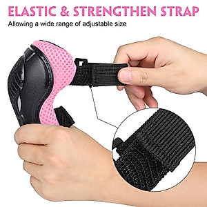 ValueTalks Protective Gear Sets for Youth/Kids Adjustable Safety Knee Pads and Elbow Pads Wrist Guards for 5~15yrs Girls Boys Teens Cycling Skating Roller Skateboard Bike Scooter Outdoor Sports