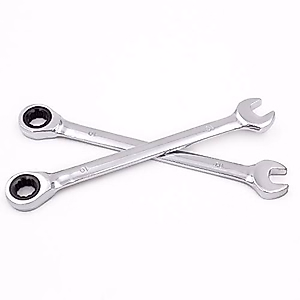 KINJOEK 2 PCS 10mm 12PT Ratchet Wrench, Metric Ratcheting Wrench Set with 5° Movement and 72 Teeth for Projects with Tight Space
