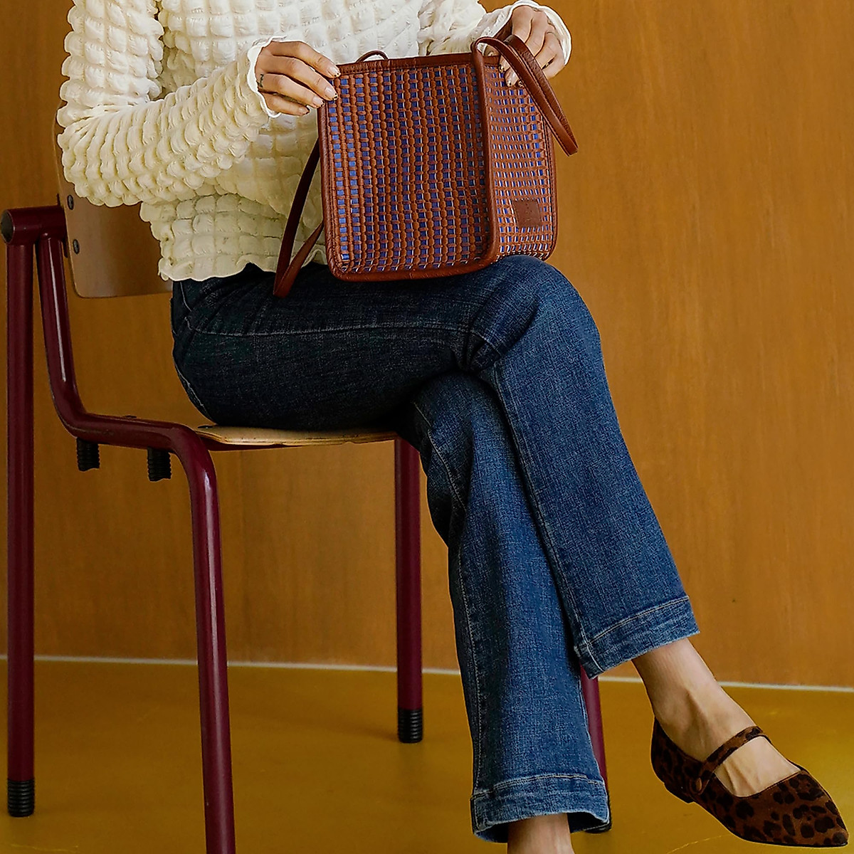 KWANI 2201 Handmade Weaving Tote Shoulder Bags for Women and Ladies (Royal Blue)