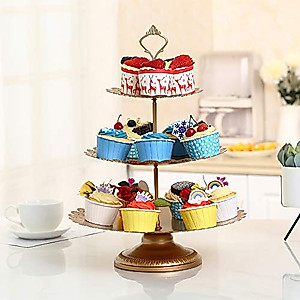 XINLIYA Set of 6 Pieces Metal Cake Stands Round Cake Stands Square Candy Fruite Display Plate Cupcake Serving Tower Wedding Brithday Party Celebration Home Decoration,Antique Gold