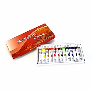 12 Color Acrylic Paint Set 12 ml Tubes Artist Draw Painting Rainbow Pigment