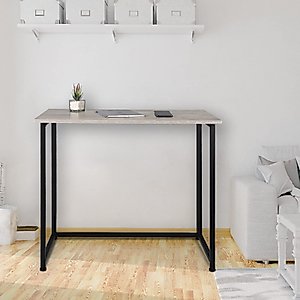 Leopard Outdoor Products Folding Computer Desk for Small Spaces, Space-Saving Home Office Desk, Foldable Computer Table, Laptop Table, Writing Desk, Compact Study Reading Table (Black/Greige)