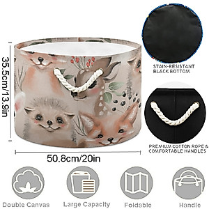 visesunny Deer Bunny Hedgehog Bear Fox Laundry Baskets Fabric Storage Bin Storage Box Collapsible Storage Basket Toy Clothes Shelves Basket for Bathroom,Bedroom,Nursery,Closet,Office