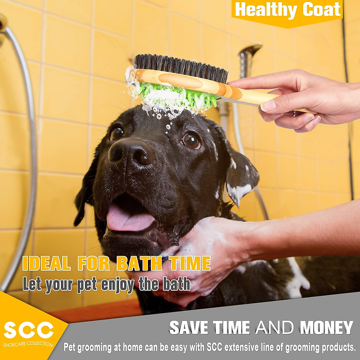 HOP Short Hair Dog Brush Pet Brushing Grooming Comb for Short Hair Coats Detangling and Shedding Coat Hair Remover Two Sided Removing Dirt & Loose Hair for Dogs Home of Paws