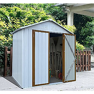 Evedy 6' x 4' Outdoor Storage Shed, Metal Tool Sheds, Heavy Duty Storage House with Door & Lock for Backyard Patio Lawn to Store Bikes, Tools, Lawnmowers
