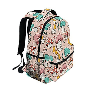 School Backpack Lovely Colorful Mushrooms, Large Capacity Suitable for Teens Boys and Girls, Size 16.9 x 12 x 7.3 inch
