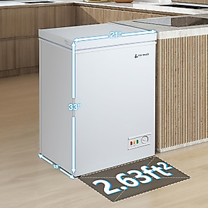 Fox Shack Chest Freezer 3.5 Cu. Ft Mini Deep Freezer, Compact and Efficient, Adjustable Temperature, Fast Cooling, and 2 Baskets Included - Perfect for Home, Supermarket, Storage Room, Garages