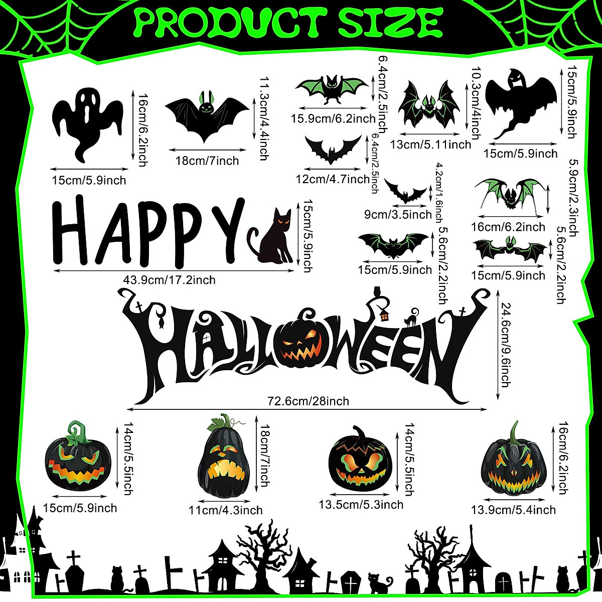 28 Pcs Halloween Garage Door Decorations Magnets Black Bats Glow in The Dark Garage Door Magnets Luminous Pumpkin Bat Automotive Magnetic Decorations Halloween Car Reflective Magnet for Party Decor