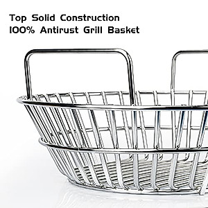 Charcoal Basket,14 Inches Stainless Steel Ash Basket Big Green Egg Accessories, Grill Ash Basket Fits for Big Green Egg Large