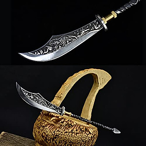 lkjad Tea Knife Full Tang Handmade Tea Set Cutting Small and Portable Sharp Collectibles Metal Stainless Steel Guan Gong Knife Letter Opener