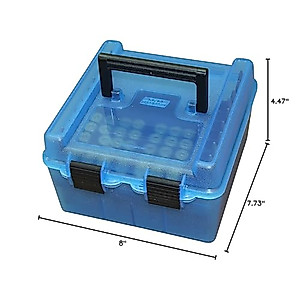 MTM R-100-MAG-24 Deluxe Ammo Box 100 Round Handle WSM WSSM Ultra Mag, USA Made, Clear Blue